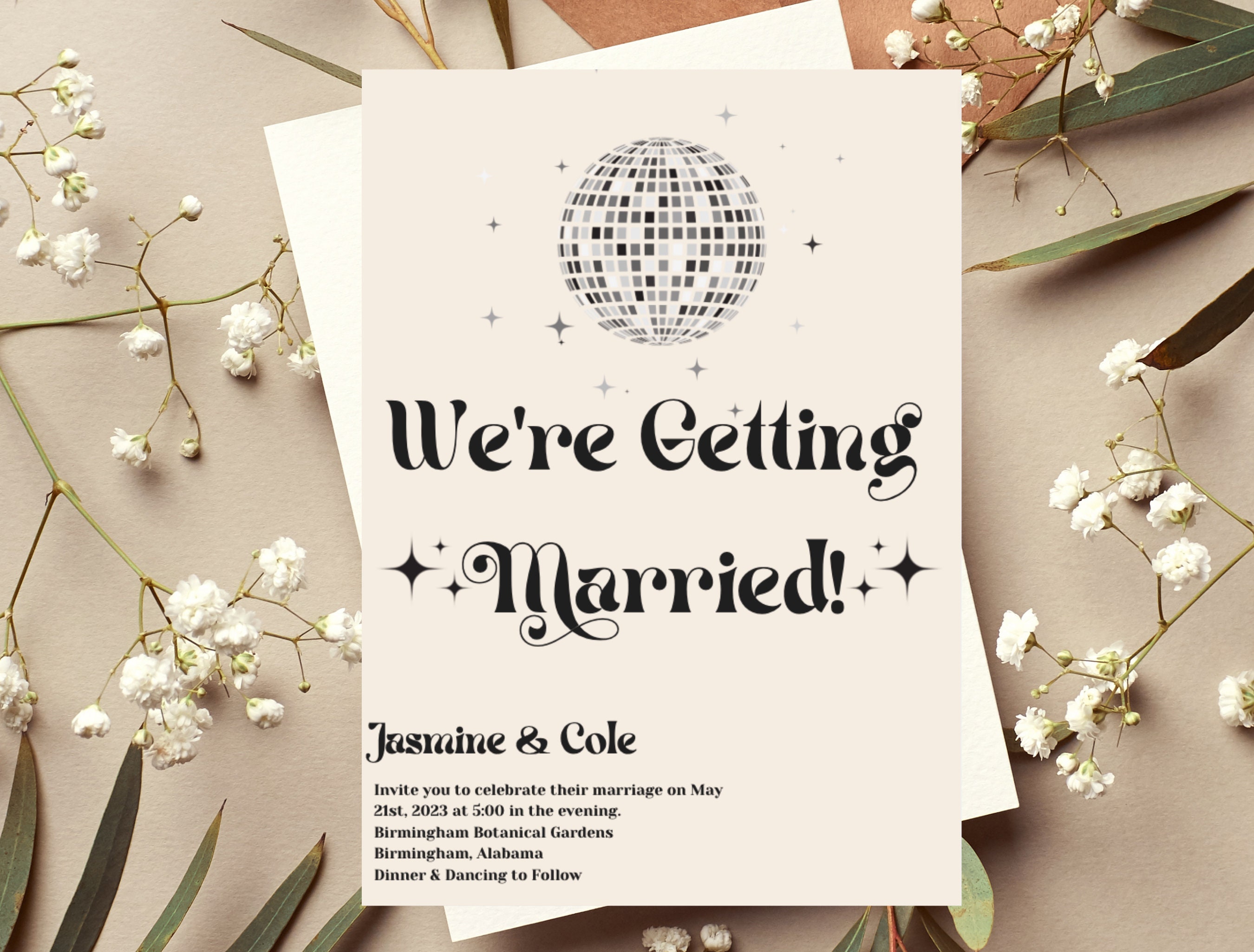 Retro Wedding Invitation Template Disco Ball Invite Template - Etsy