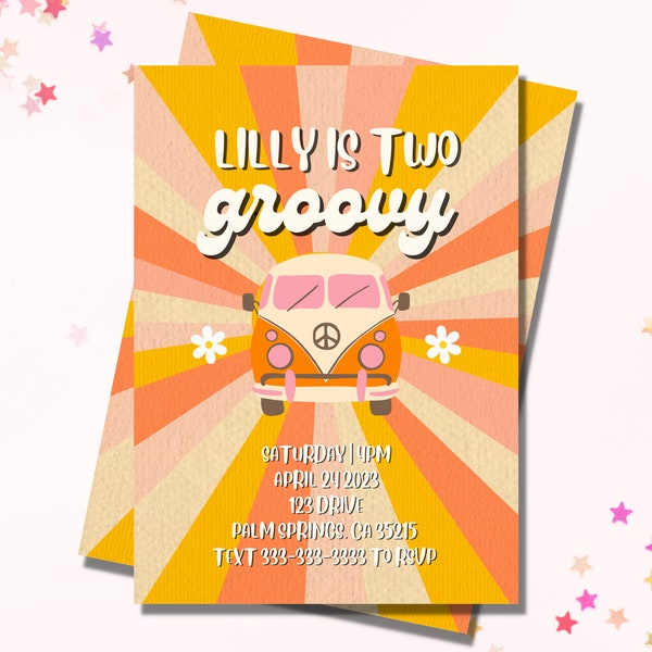 Two Groovy Birthday Invitation - Etsy