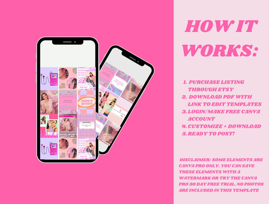 Y2K Inspired Instagram Posts, 2000's Instagram Aesthetic, Pink IG Posts ...