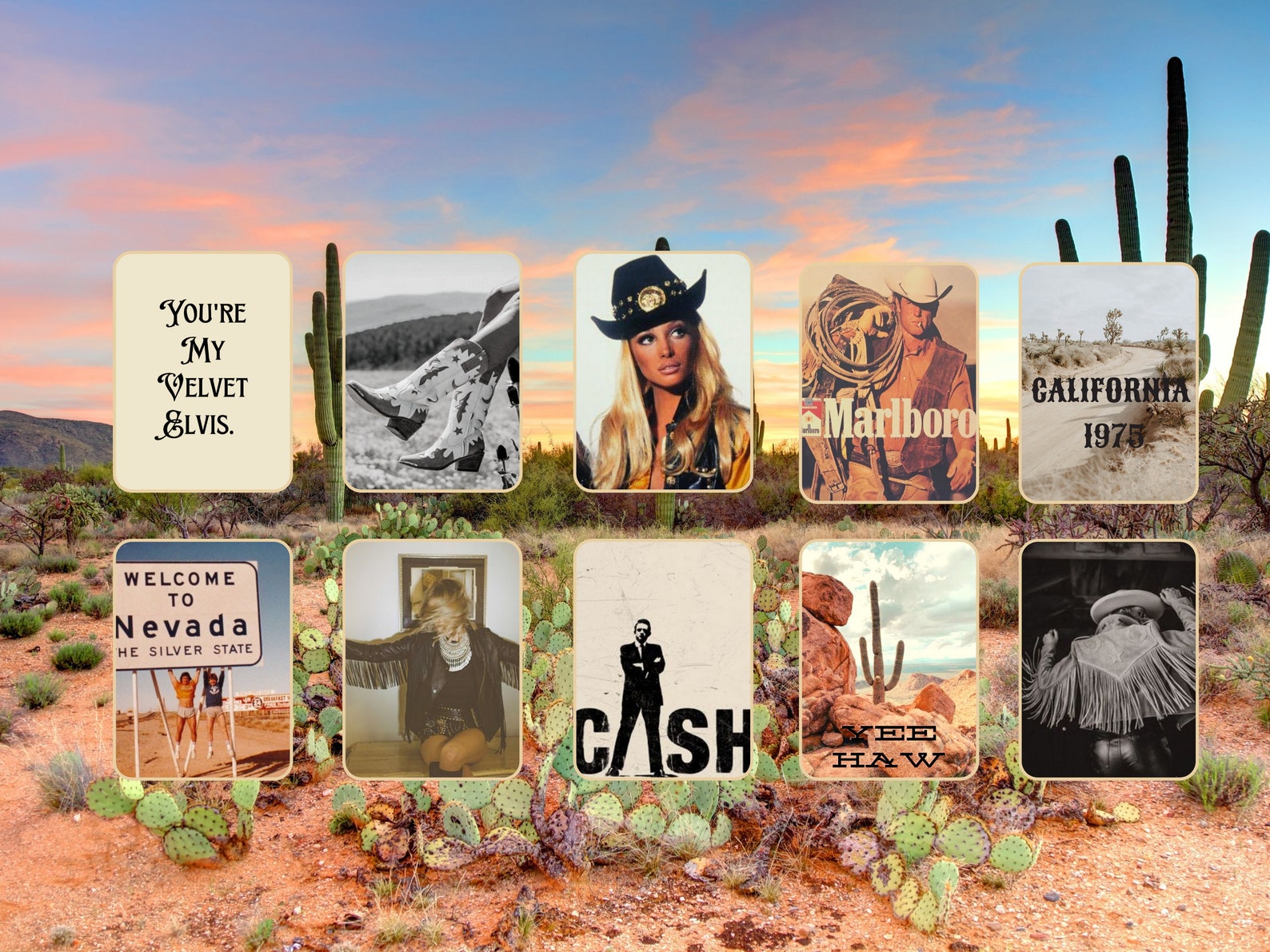 Desert Western Aesthetic Wall Collage Art, 30 Digital Art Print ...