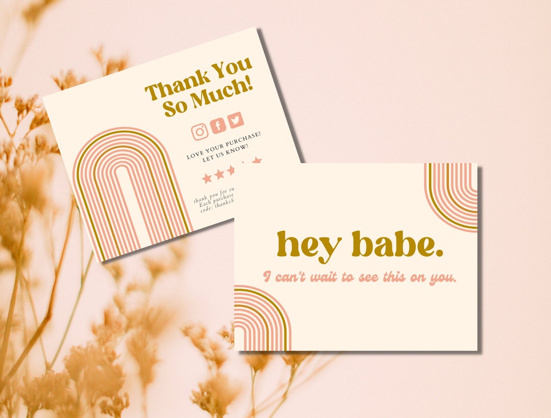 Printable Thank You Card, Boho Rainbow Card, Thanks for Your Purchase ...