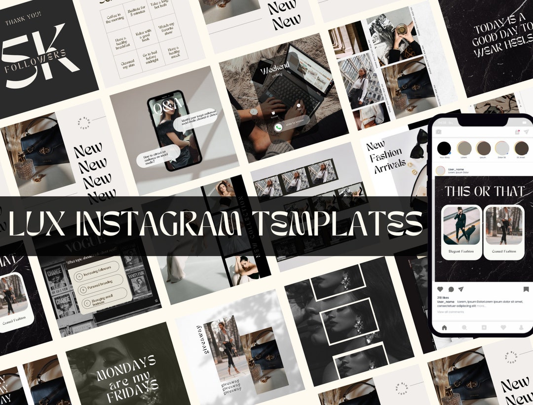 35 Instagram Post Templates, Black and White IG Posts, Social Media ...
