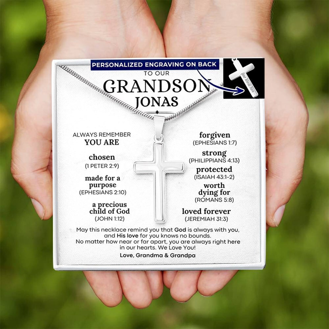 Grandson Gift From Grandparents, Cross Necklace for Grandson, Gift for ...