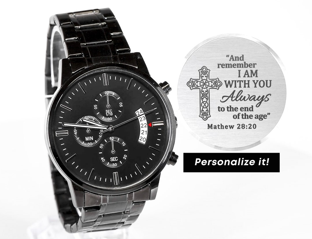 Christian Gifts for Men Engraved Watch for Men Engraved Bible Verse ...