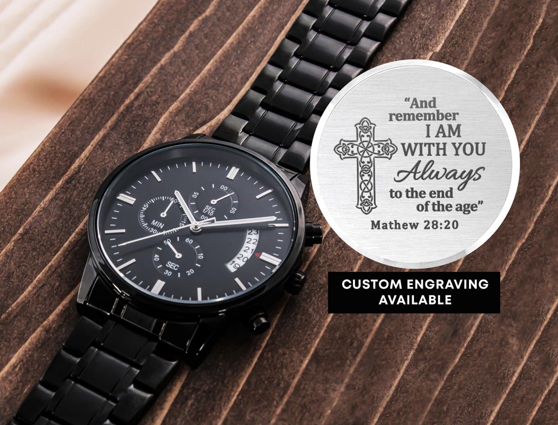 Christian Gifts for Men Engraved Watch for Men Engraved Bible Verse ...