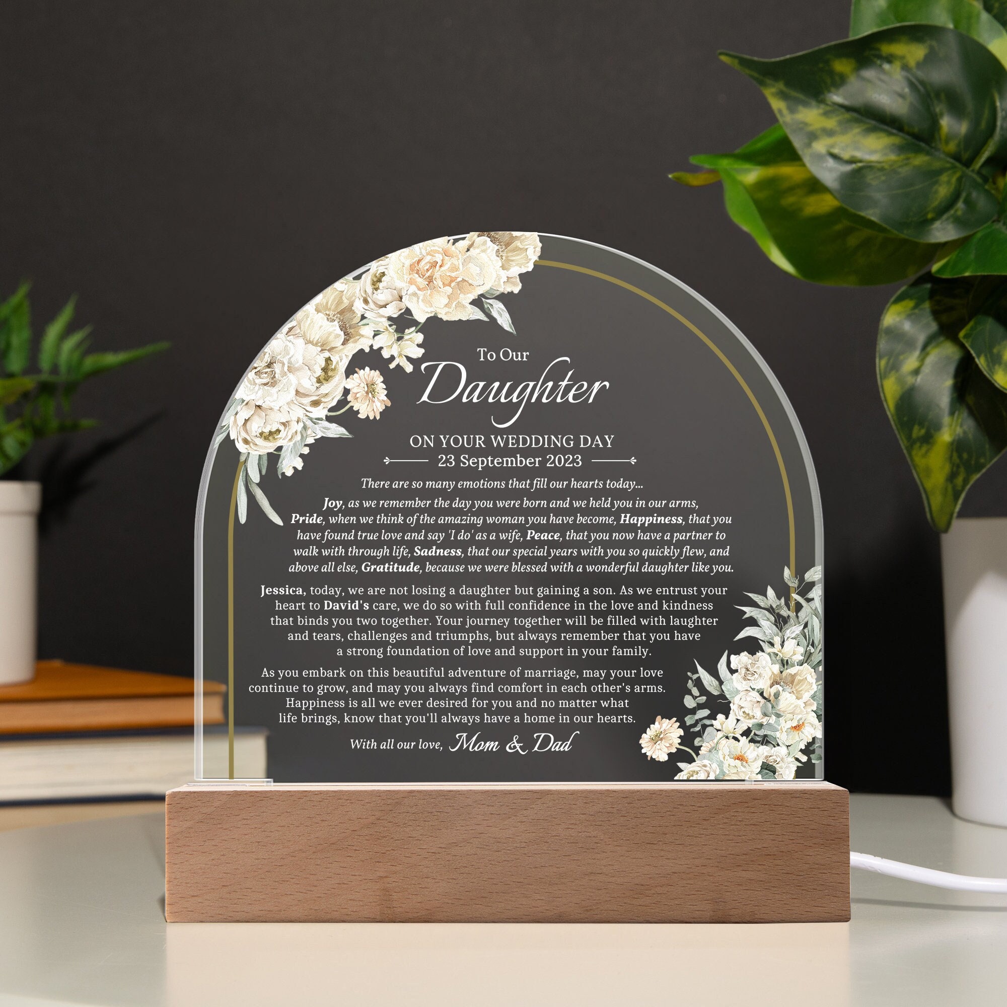 Personalized Wedding Gift for Daughter Gift From Parents Plaque Wedding ...