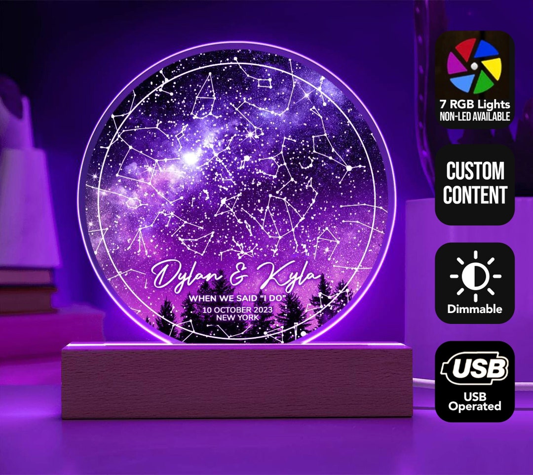 Star Map by Date, Custom Star Map, Star Map Gift, Star Map Night Light ...