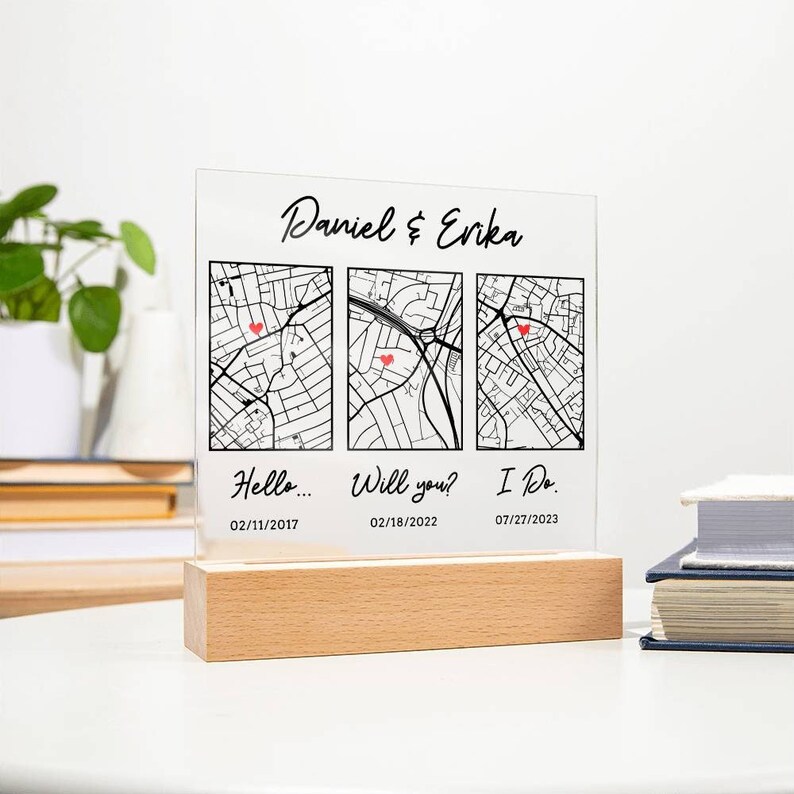 Where We Met Map Engaged Married Map Personalized Anniversary - Etsy