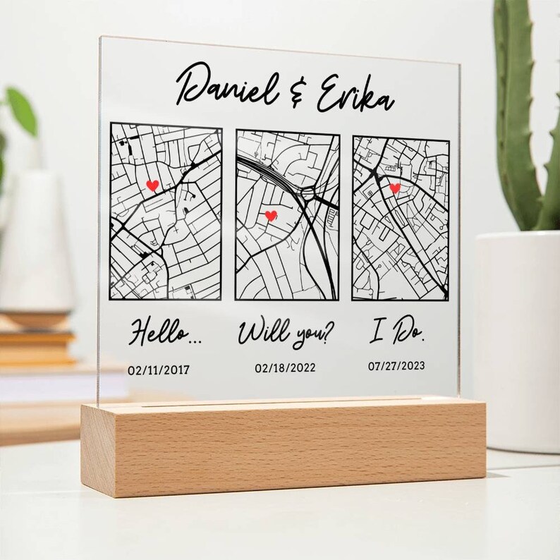 Where We Met Map Engaged Married Map Personalized Anniversary - Etsy