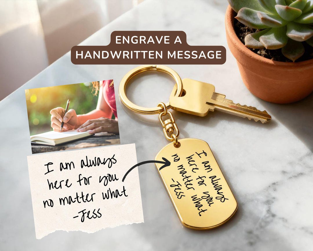 Handwritten Message Engraved Keychain Gift Personalized Gift for Him ...