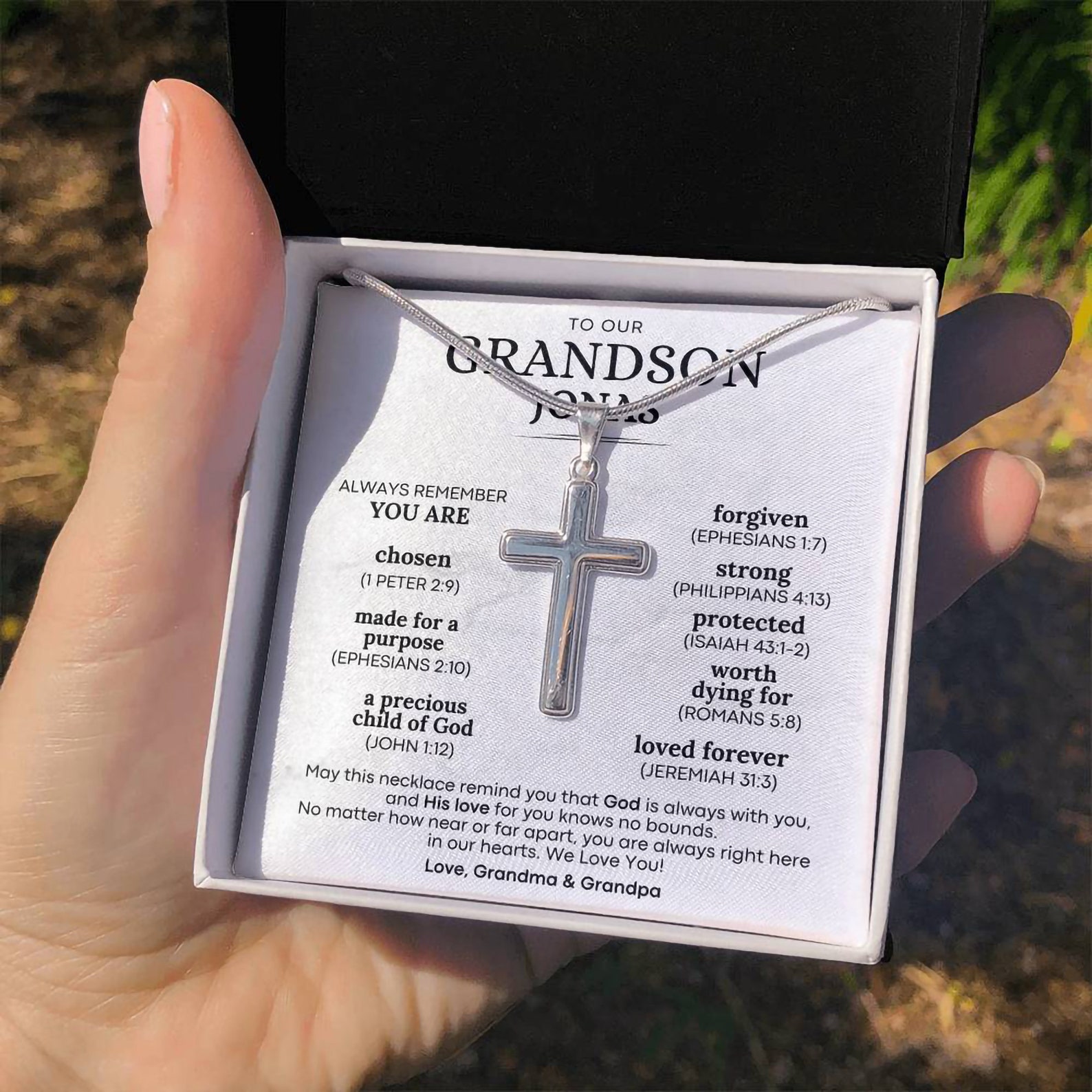 Grandson Gift From Grandparents, Cross Necklace for Grandson, Gift for ...