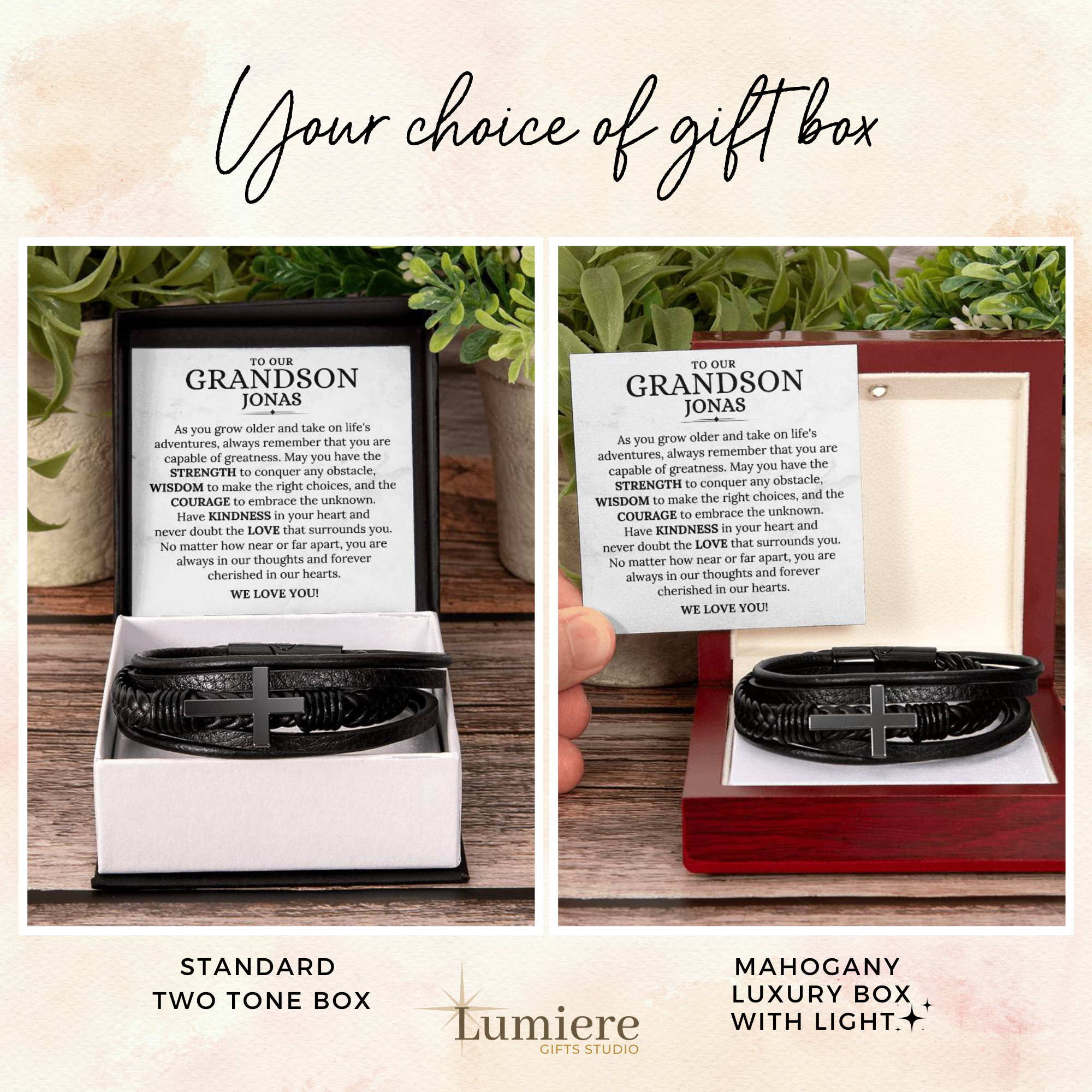 To My Our Grandson Gift Leather Bracelet, Grandson Gift From Grandma ...