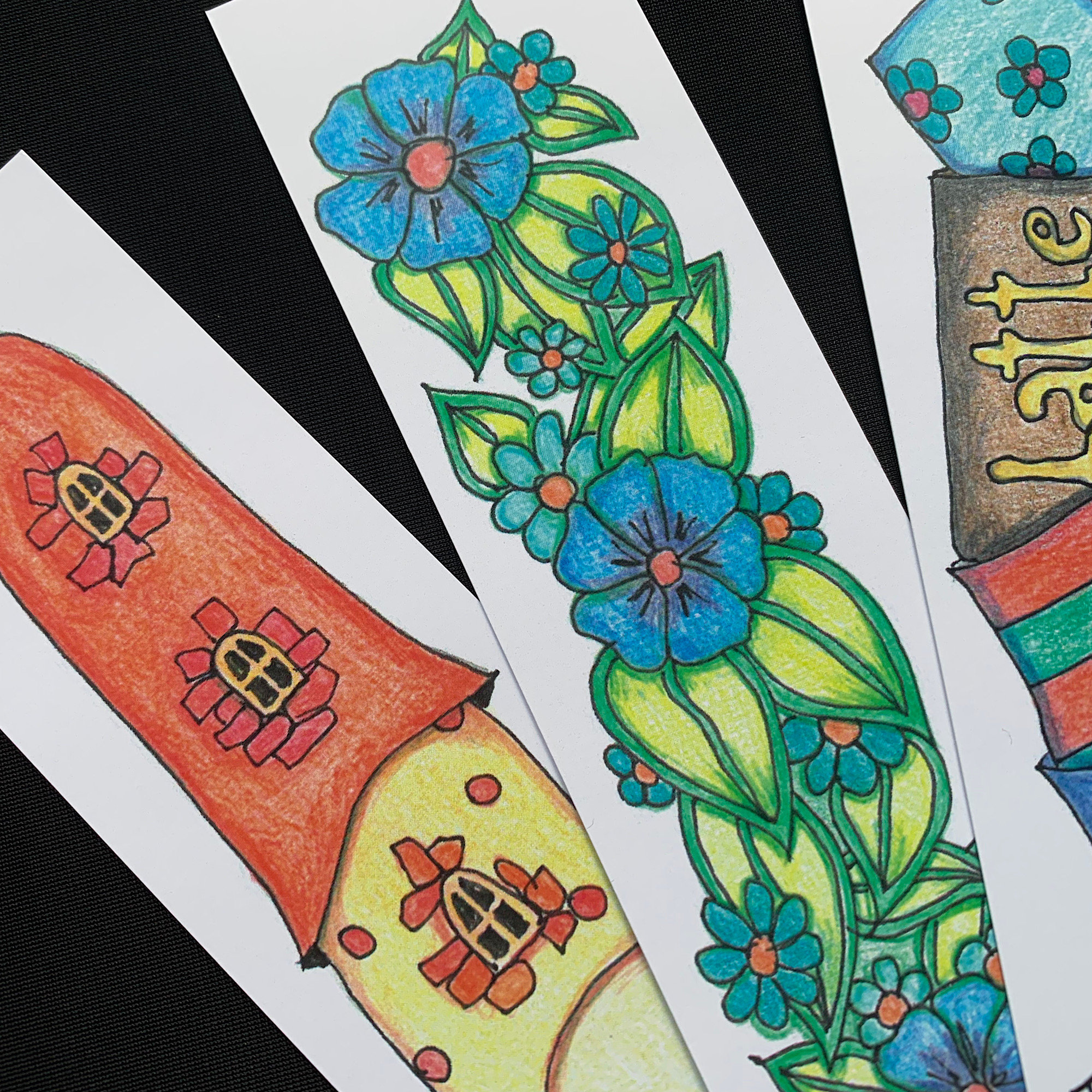 Set of 4 Bookmarks original Art - Etsy