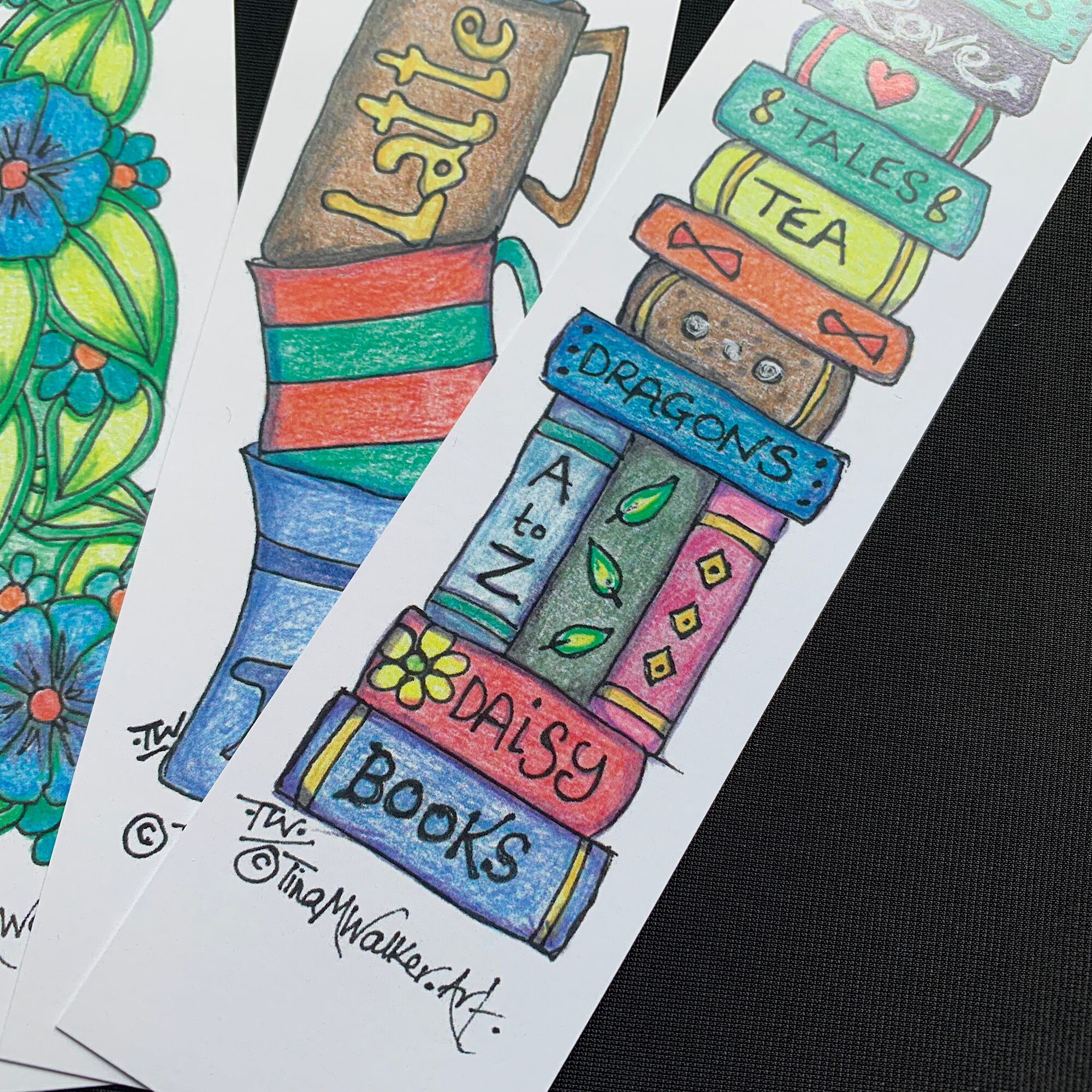 Set of 4 Bookmarks original Art - Etsy