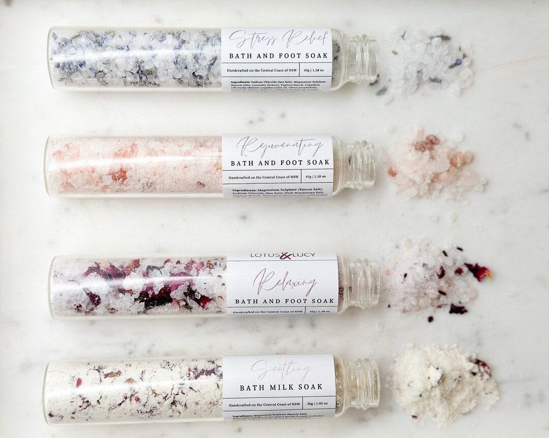 Natural Bath Salt Test Tube Shots, Pure Essential Oils, Botanical Bath ...