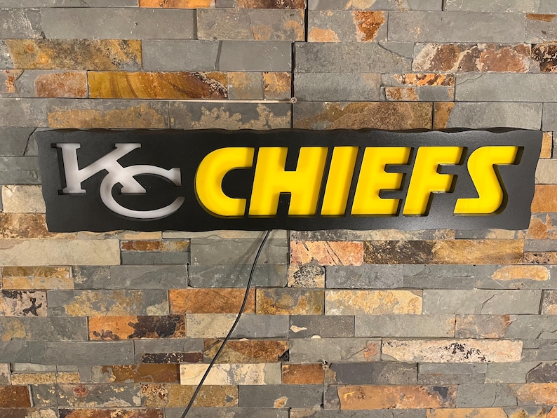 Custom KC Chiefs LED Lighted Wall Sign, Neon, Night Light,football - Etsy