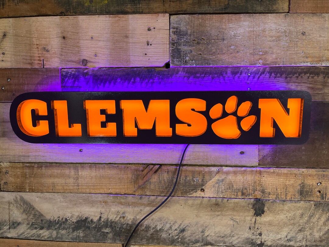Clemson Custom Sports Logo LED Lighted Wall Sign, Bar Sign,night Light ...
