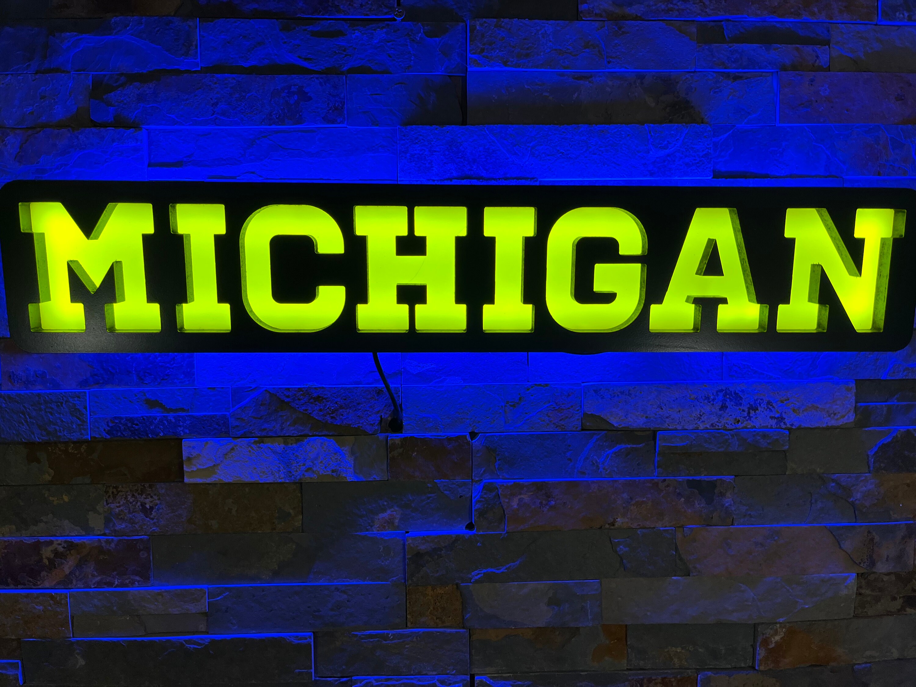 Michigan Custom Sports Logo LED Lighted Wall Sign, Bar Sign, Neon,night ...