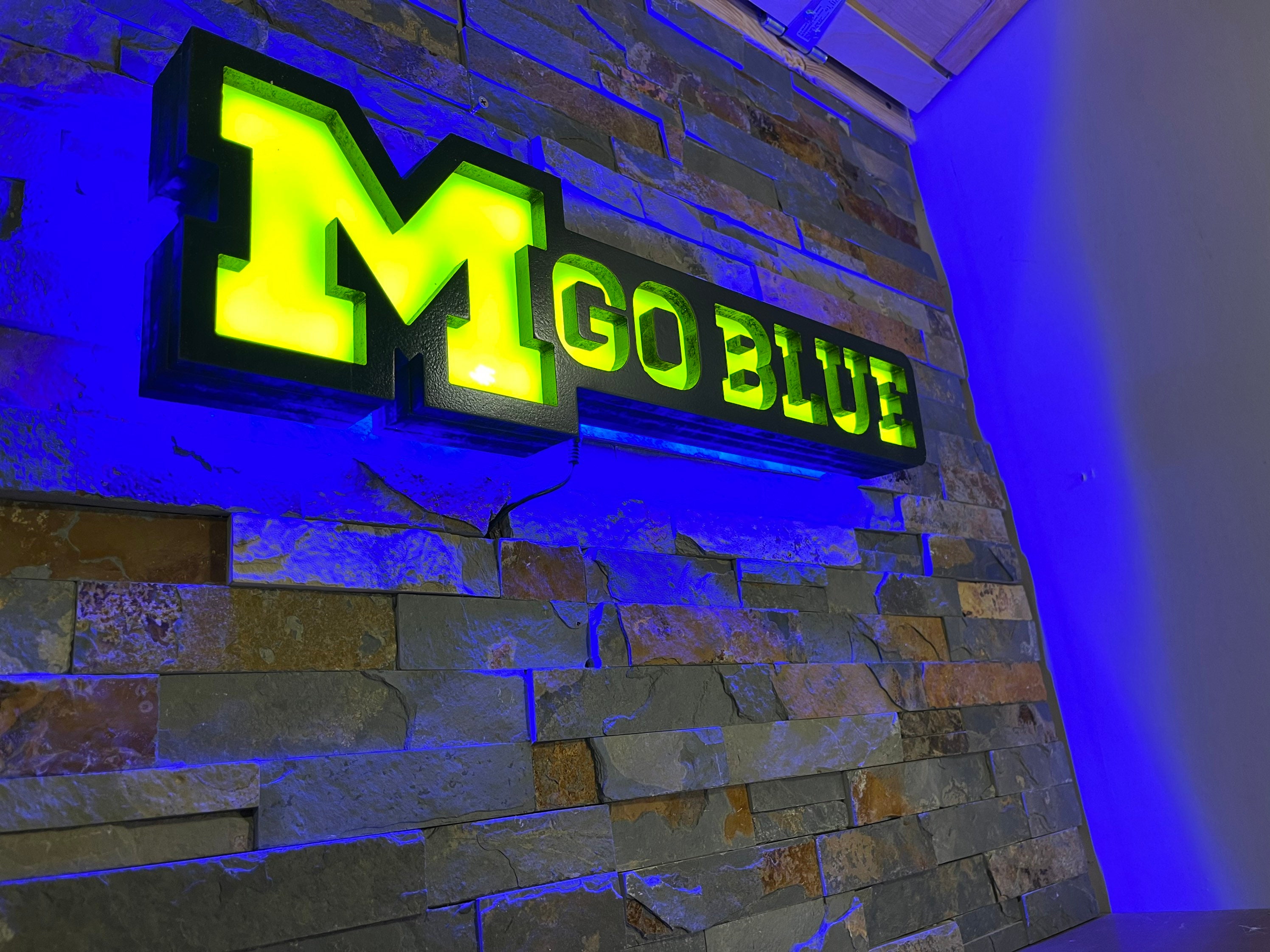 Custom Michigan GO BLUE Lighted Bar Sign Wall ART - Etsy