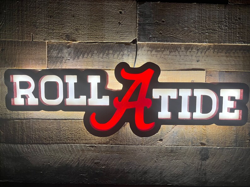 Roll Tide, Sports Logo RGB LED Lighted Wall Sign, Bar Sign, Man Cave ...
