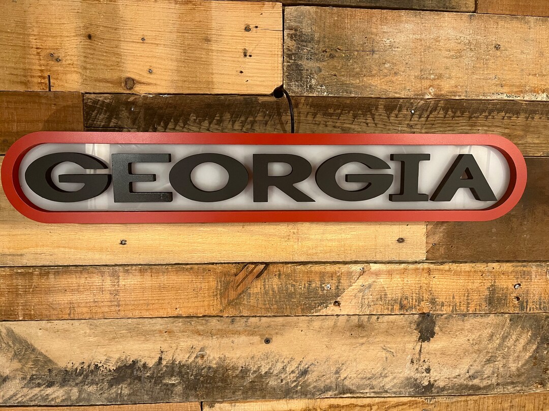 Georgia Bulldogs. Custom Sports Logo LED Lighted Wall Sign - Etsy