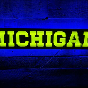 Michigan Custom Sports Logo LED Lighted Wall Sign, Bar Sign, Neon,night ...