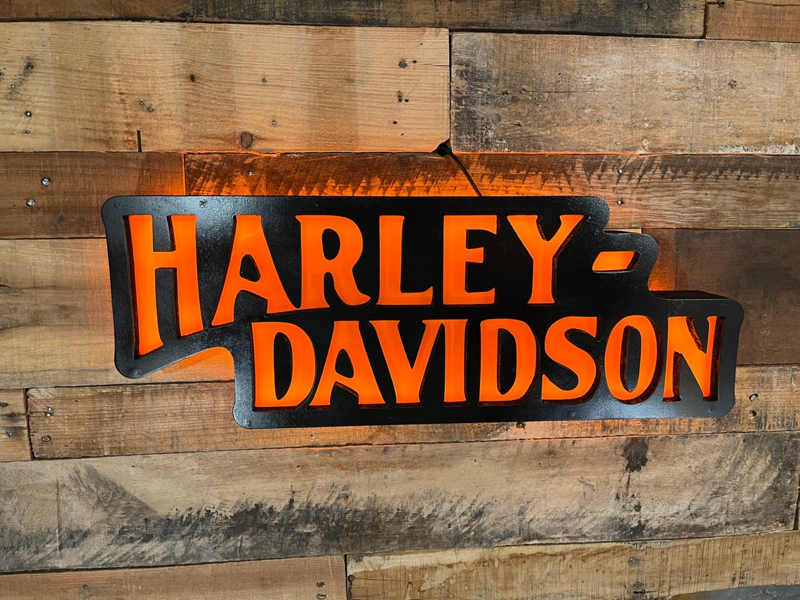 Vintage Harley Davidson RGB LED Lighted Wall Sign, Birthday, Bar Sign ...