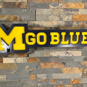 Custom Michigan GO BLUE Lighted Bar Sign, Wall ART - Etsy