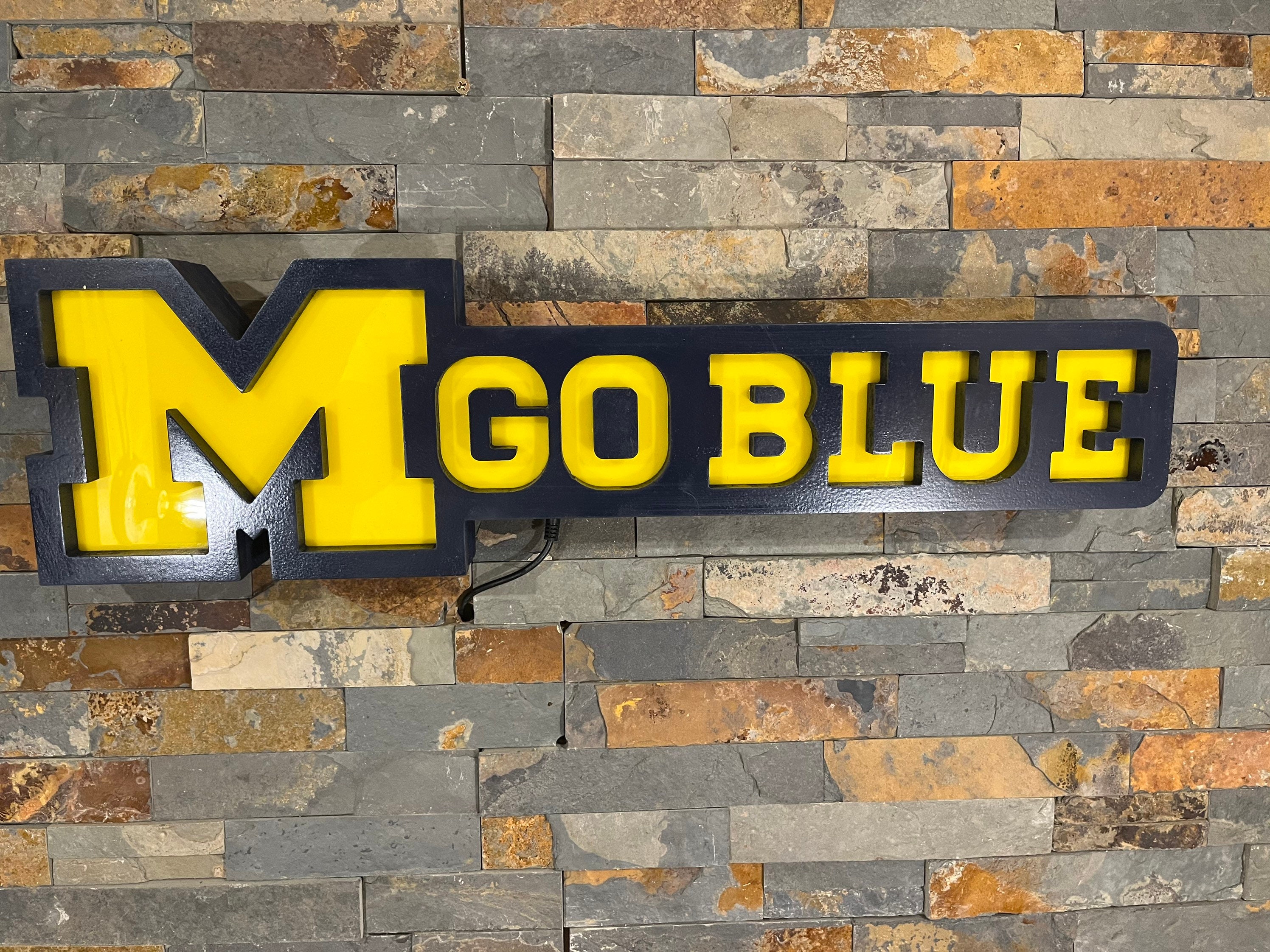 Custom Michigan GO BLUE Lighted Bar Sign Wall ART - Etsy
