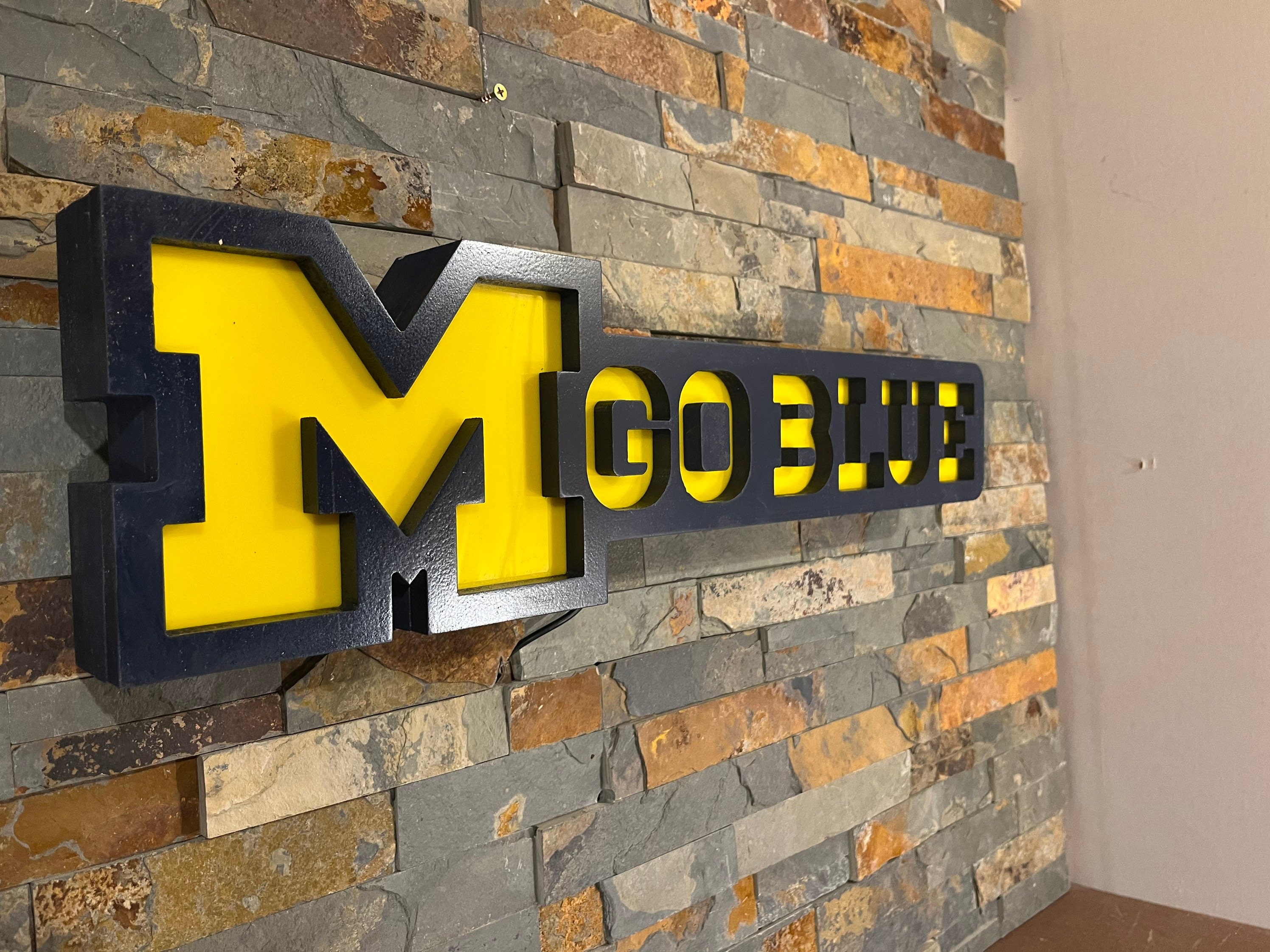 Custom Michigan GO BLUE Lighted Bar Sign Wall ART - Etsy