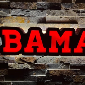 BAMA, Alabama Crimson Tide Custom, Roll Tide, Sports Logo RGB LED ...