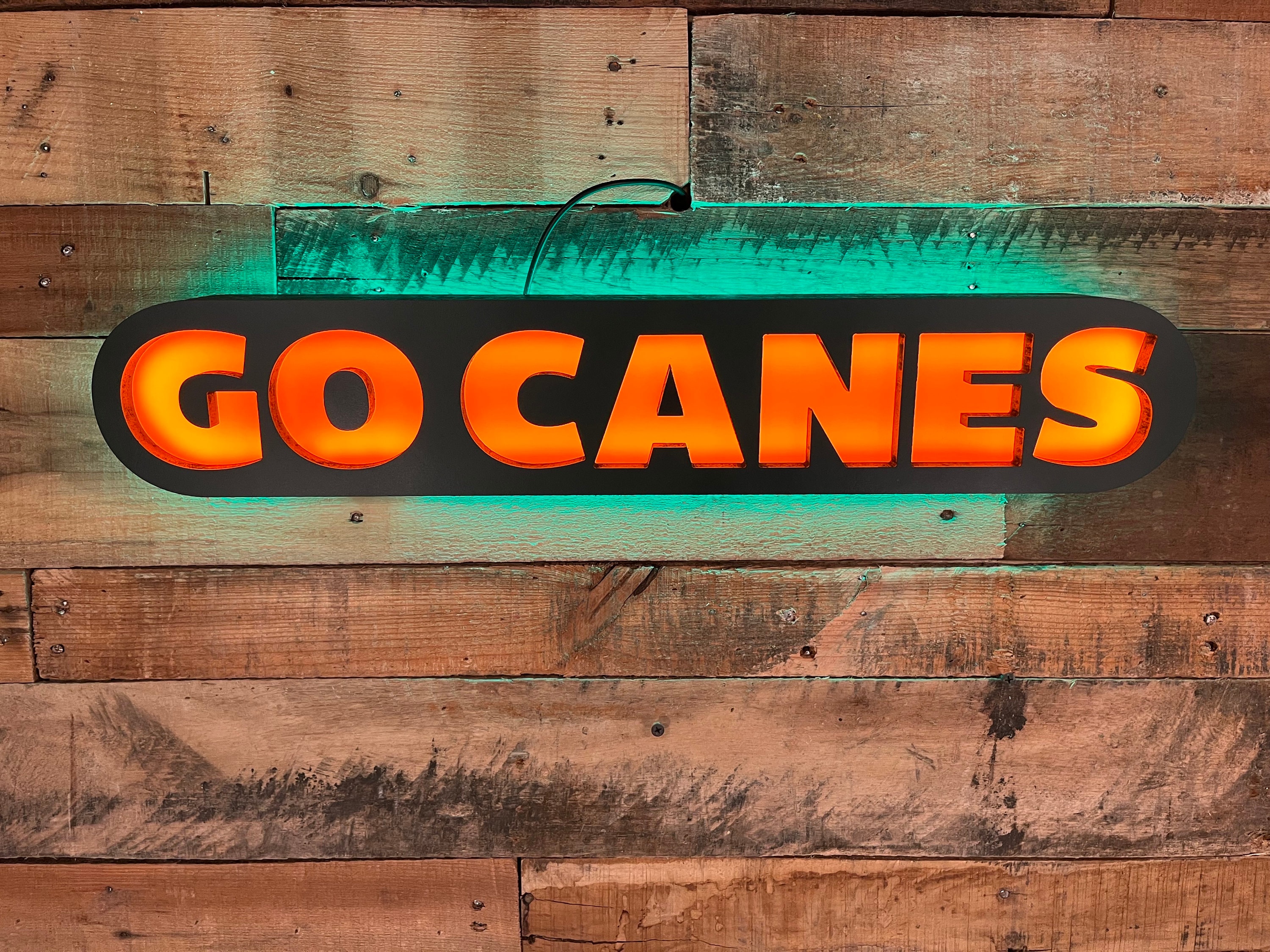 Go Canes Miami Hurricanes Sports Logo LED Lighted Wall Sign, Bar Sign ...