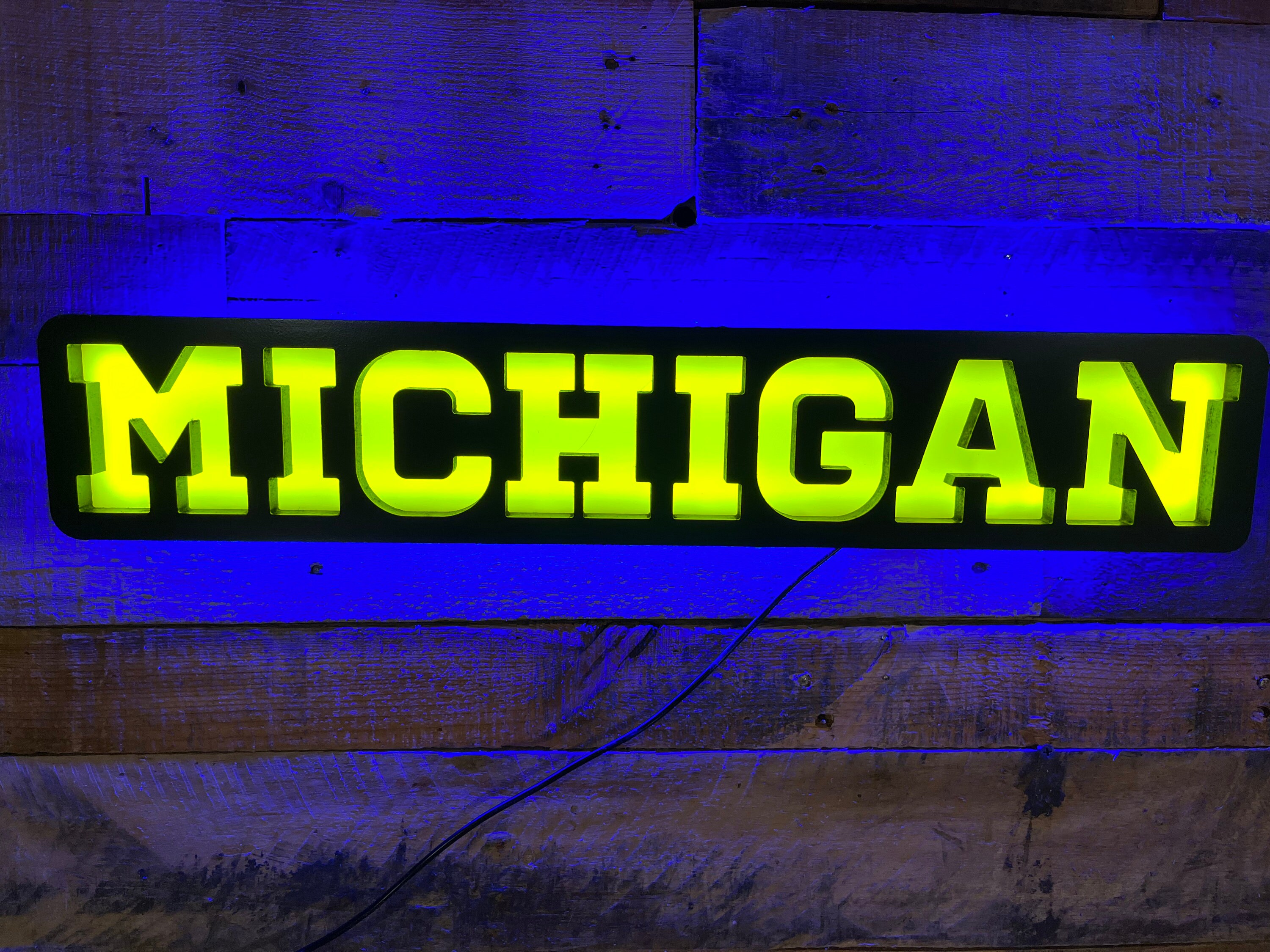 Michigan Custom Sports Logo LED Lighted Wall Sign, Bar Sign, Neon,night ...