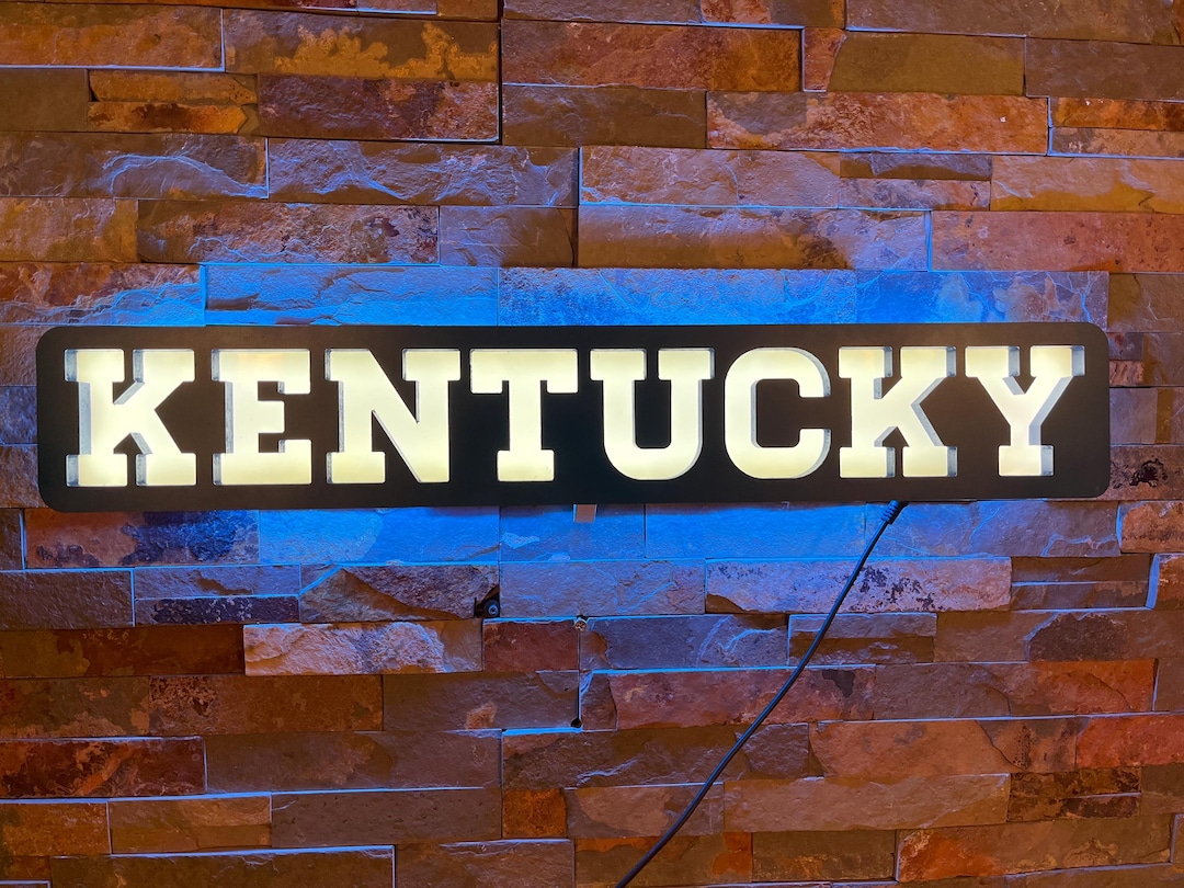 Kentucky Custom Wildcats Sports Logo LED Lighted Wall Sign, Bar Sign ...