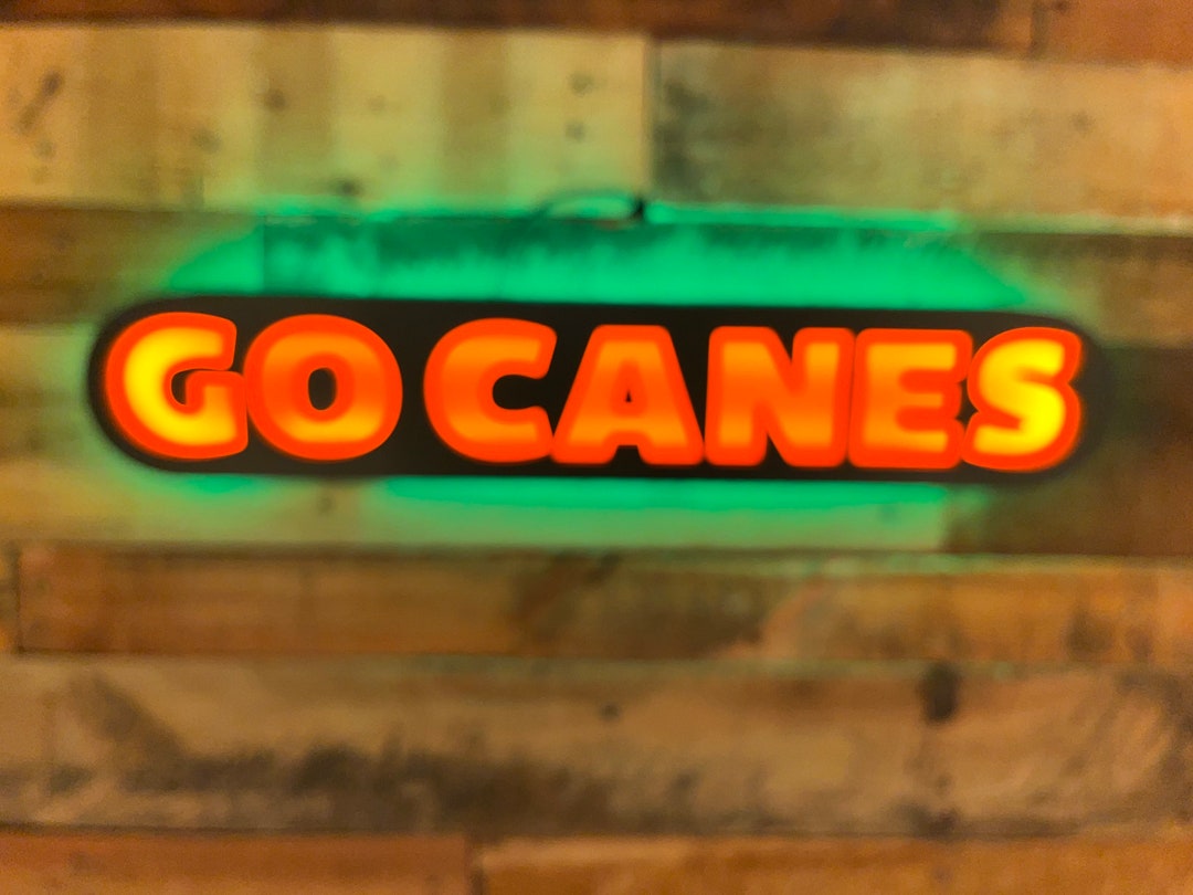 Go Canes Miami Hurricanes Sports Logo LED Lighted Wall Sign, Bar Sign ...