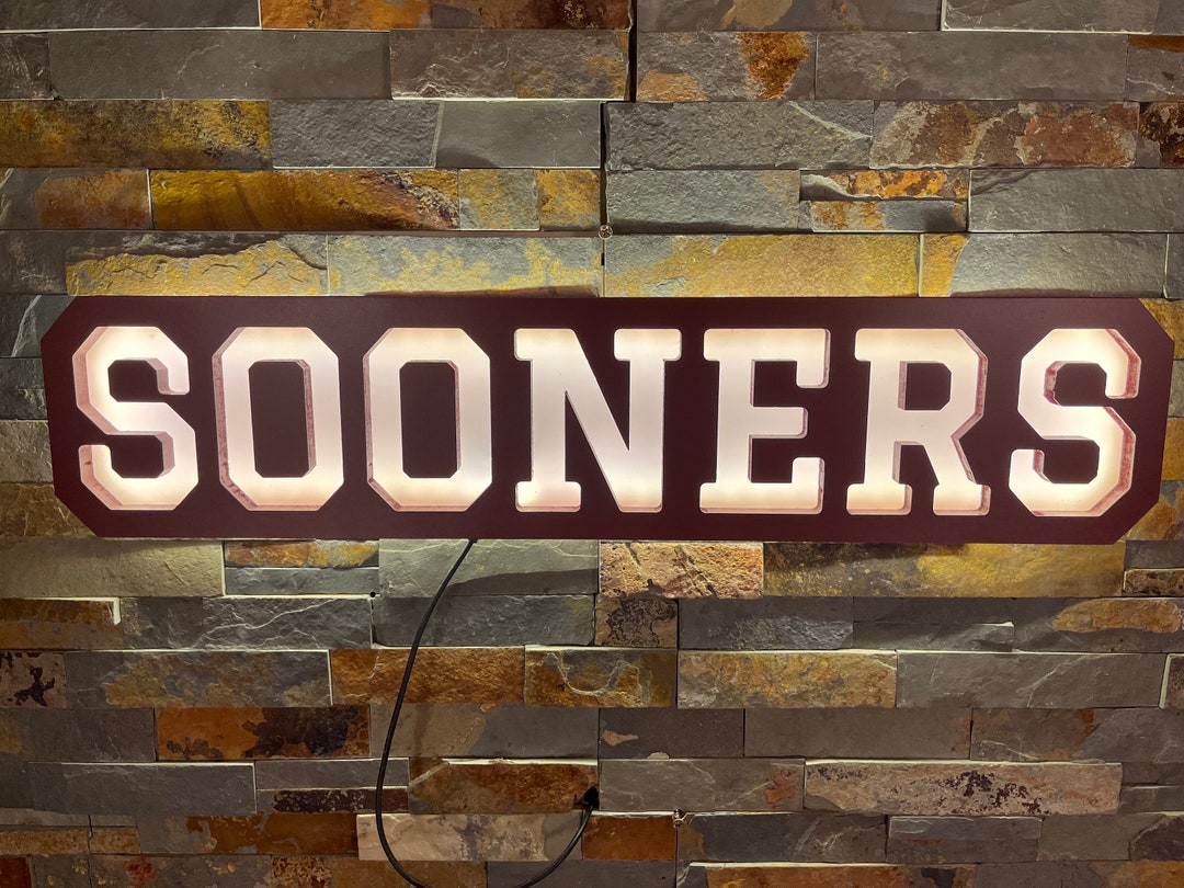 Sooners LED Bar Sign: Lighted Wall Decor - Crimson & White - Etsy