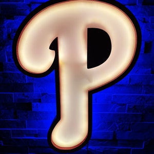 Phillies P Lighted Wall Sign Bar Sign Neon Night Light Baseball Etsy