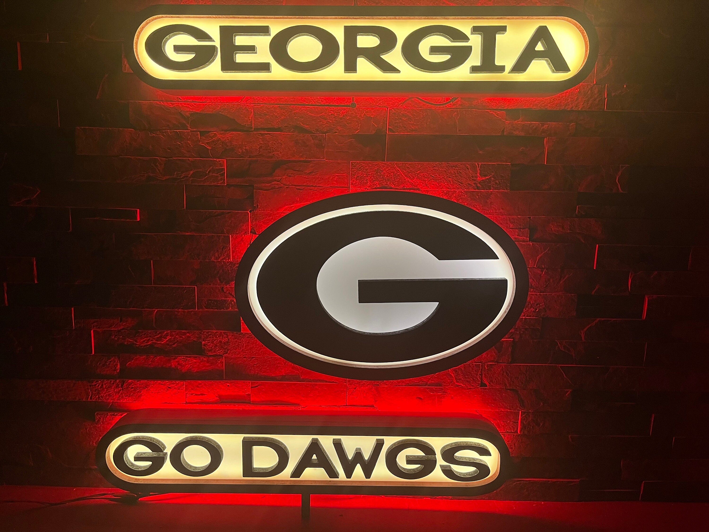 Georgia Bulldogs. Custom Sports Logo LED Lighted Wall Sign - Etsy