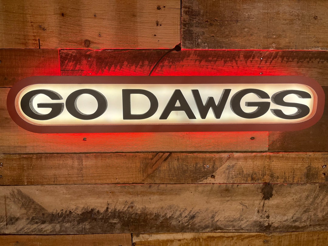 Go Dawgs! Georgia Bulldogs. Custom Sports Logo LED Lighted Wall Sign ...