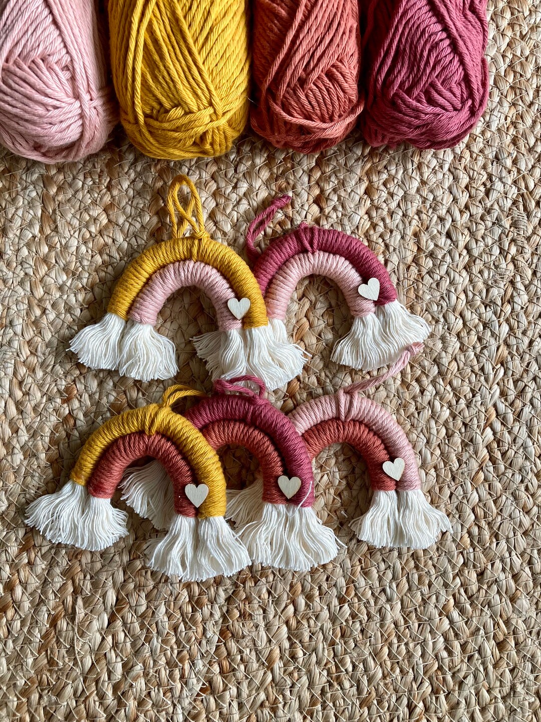 Rainbow Baptism Favor Free Guest Gift 1st Birthday Gift Arc En Ciel Key Ring Macramé Communion ...