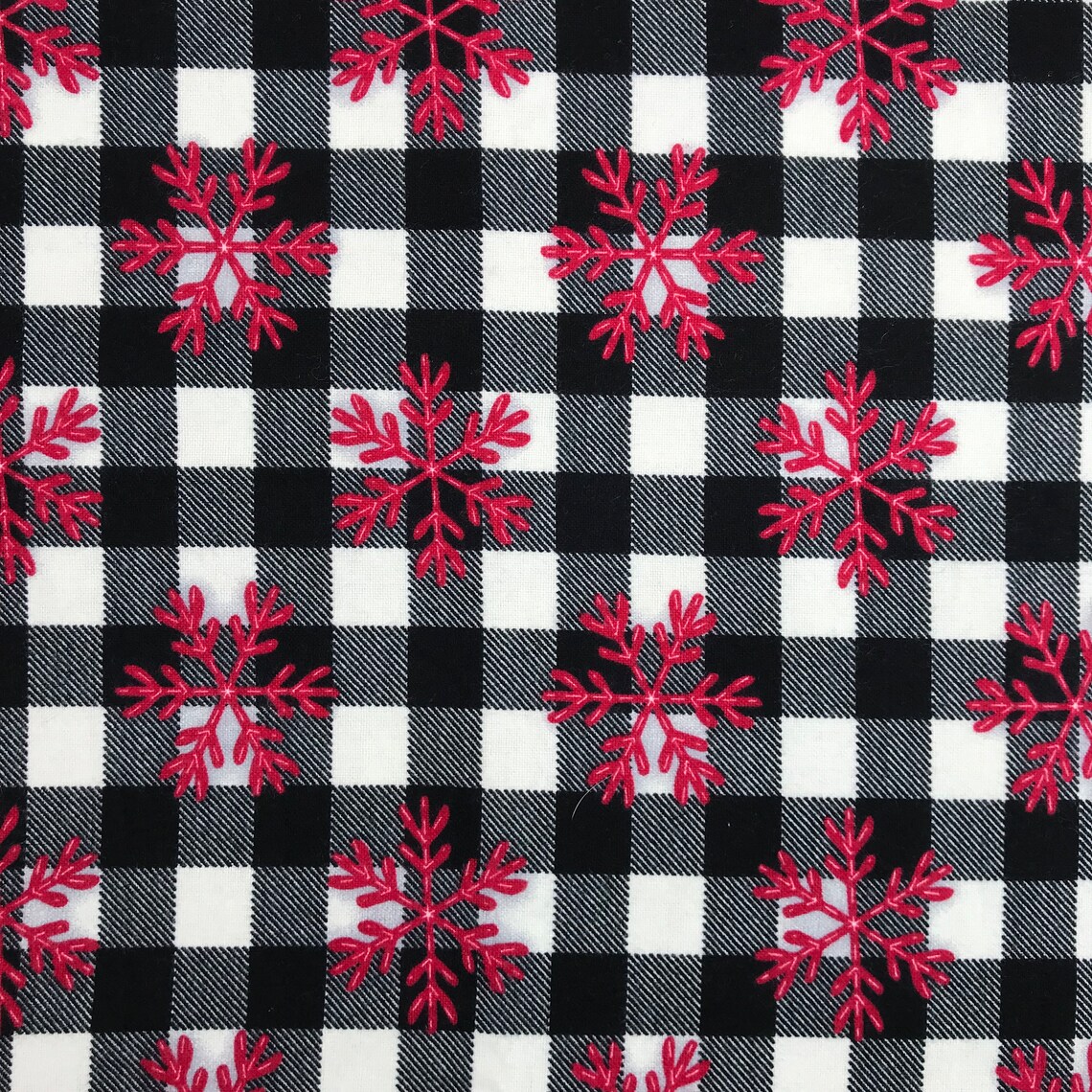 Snowflakes and Red Buffalo Plaid, Soft Flannel Holiday Christmas ...