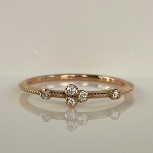 Diamond Solid Gold 10k, 14K, 18k Stacking Ring, Dainty Diamond Ring ...
