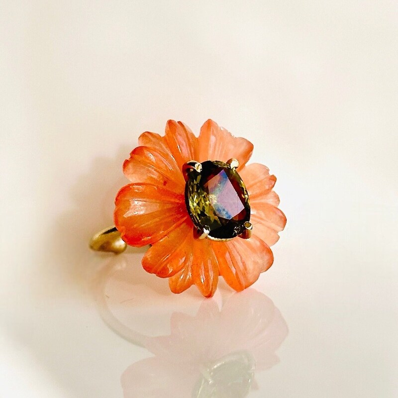 Orange Flower Ring - Etsy