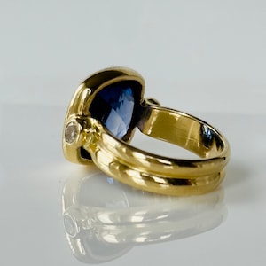 Blue Sapphire Oval Diamonds 10k, 14k, 18k Solid Gold Birthstone Ring ...