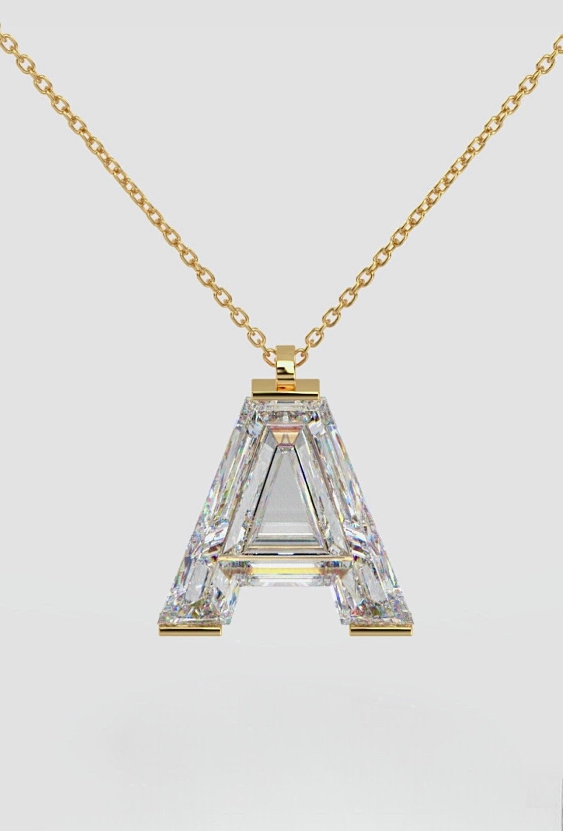 Real Diamond Initial Pendant 14k Gold Initial Pendant Letter Pendant ...