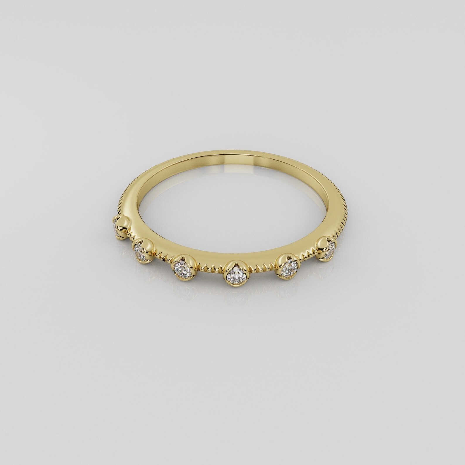 Diamond Solid Gold 10k, 14K, 18k Diamond Line Ring, Stacking Ring ...