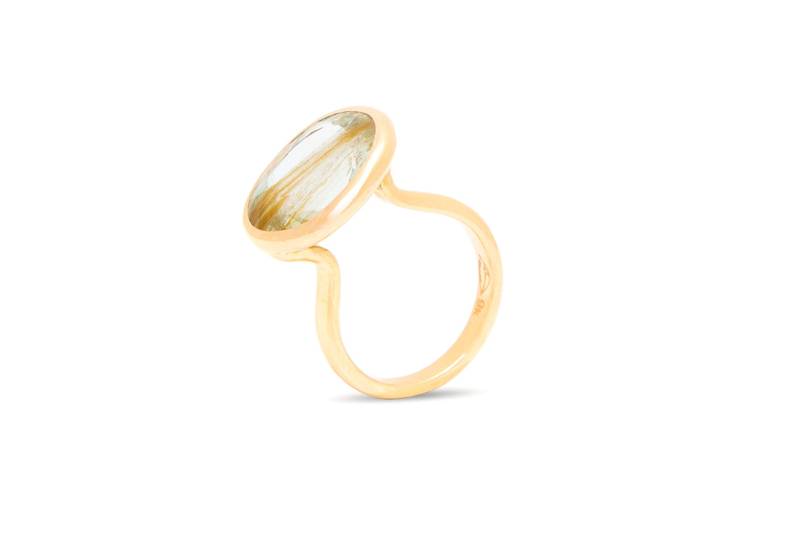 White Rutilated Topaz Ring, 12 Carat Polished Gem, 9k, 14k, 18k Solid ...