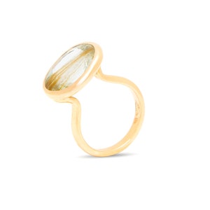White Rutilated Topaz Ring, 12 Carat Polished Gem, 9k, 14k, 18k Solid ...
