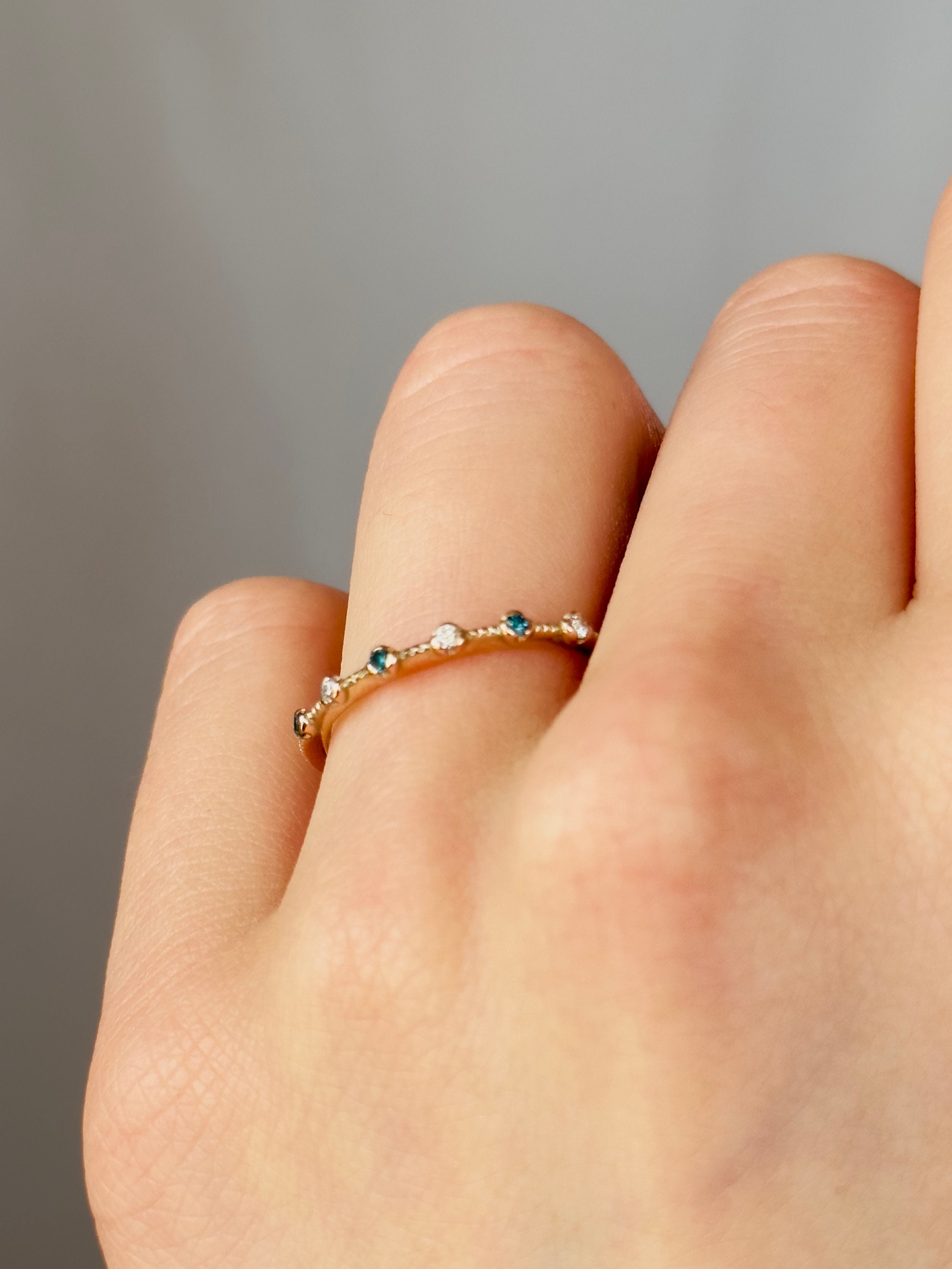 Diamond Solid Gold 10k, 14K, 18k Diamond Line Ring, Stacking Ring ...