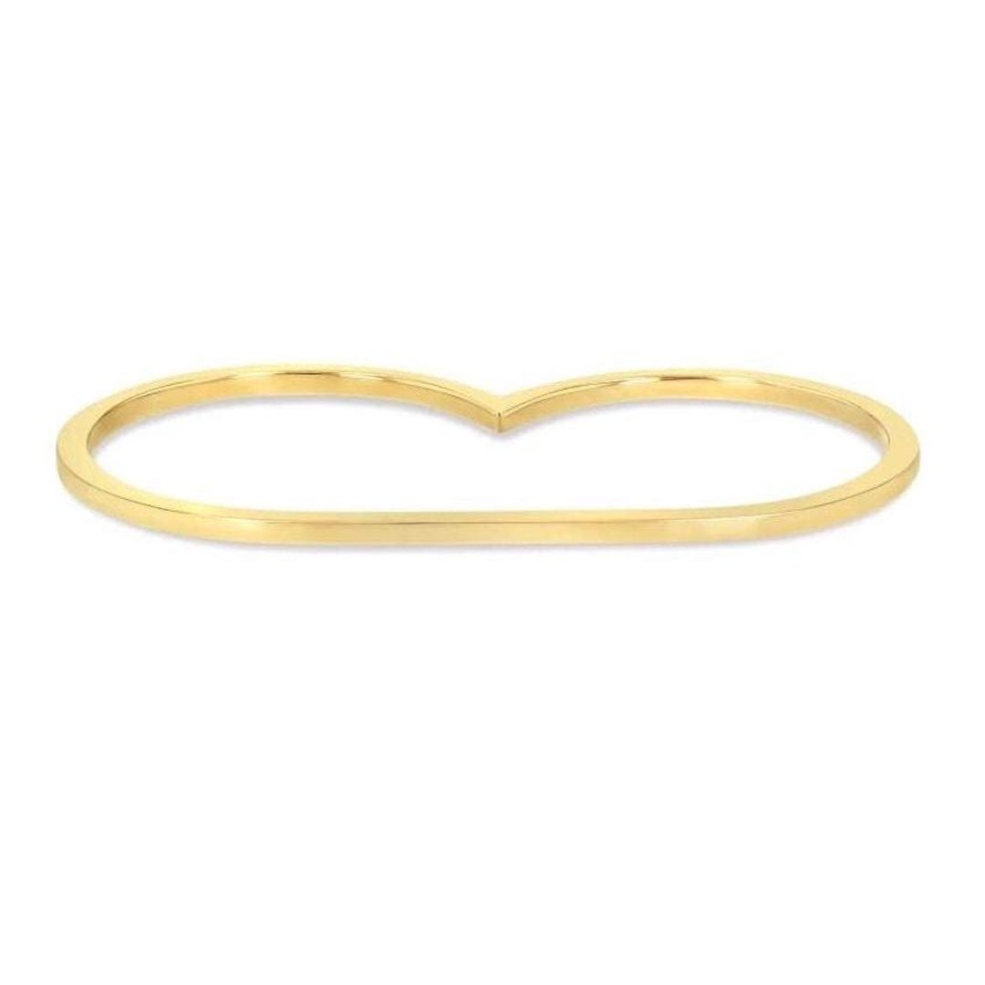 14k,18k Solid Gold Plain Double Finger Ring, 2 Finger Ring, Two Finger ...